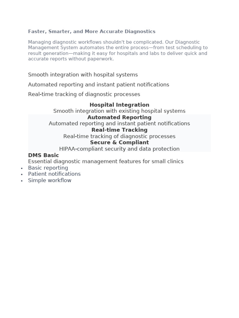 Streamlined Diagnostic Management System | PDF
