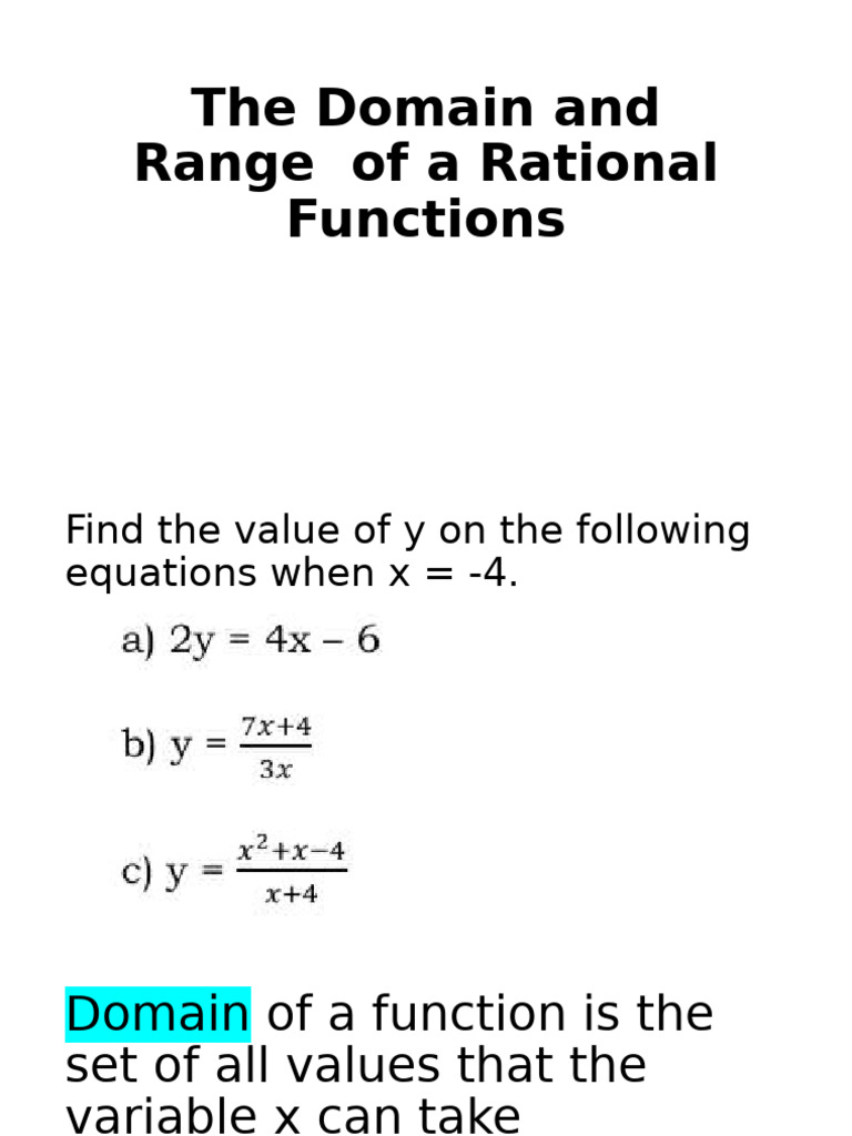 The Domain and Range of A Rational Functions | PDF