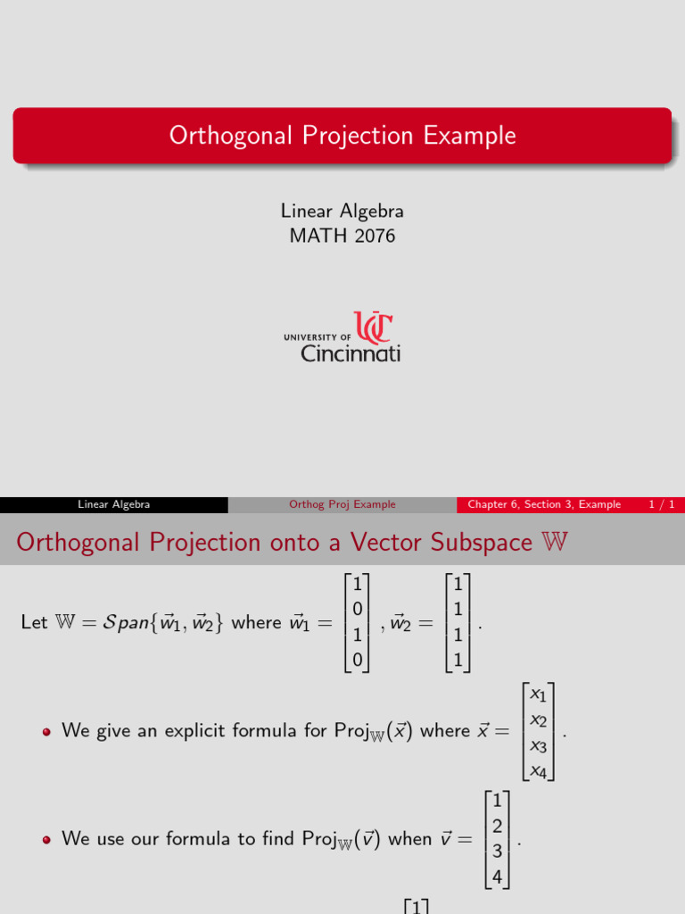 Orthogonal Projection Formula Explained | PDF | Basis (Linear Algebra ...