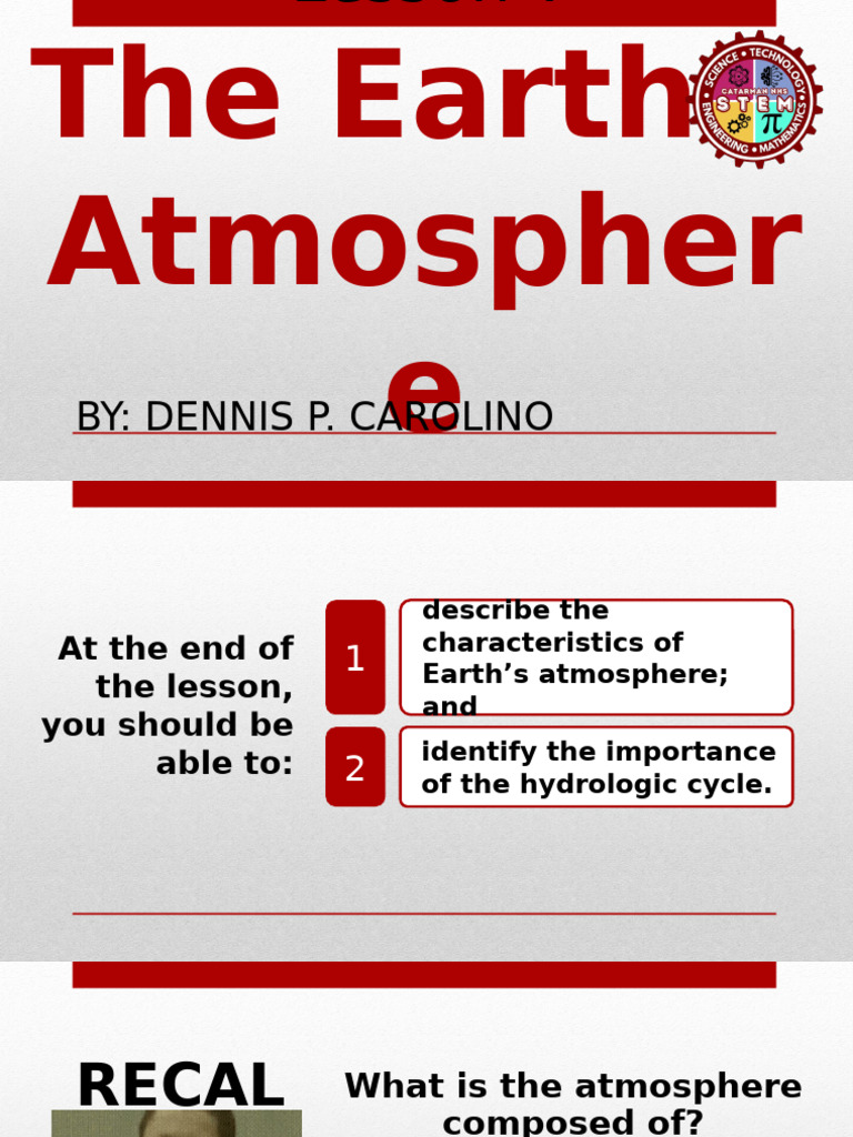 Earth Science SHS Q1 Lesson 4 Earths Atmosphere | PDF | Atmosphere Of ...