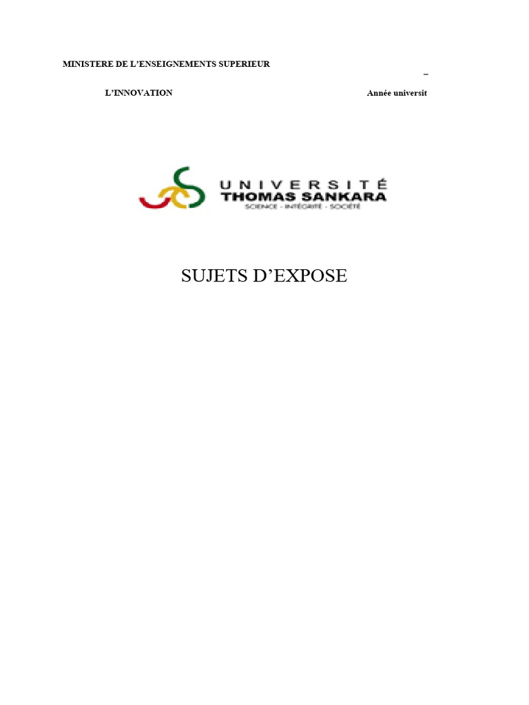 Technique d'Expression Sujets d'Exposes 2024 | PDF