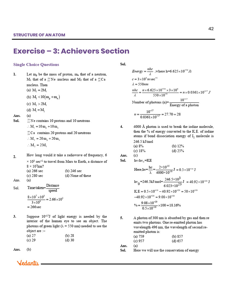 Structure of An Atom EX-3 | PDF | Atoms | Physical Phenomena