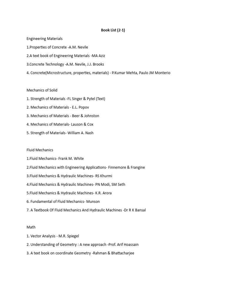 Book List (2-1) | PDF