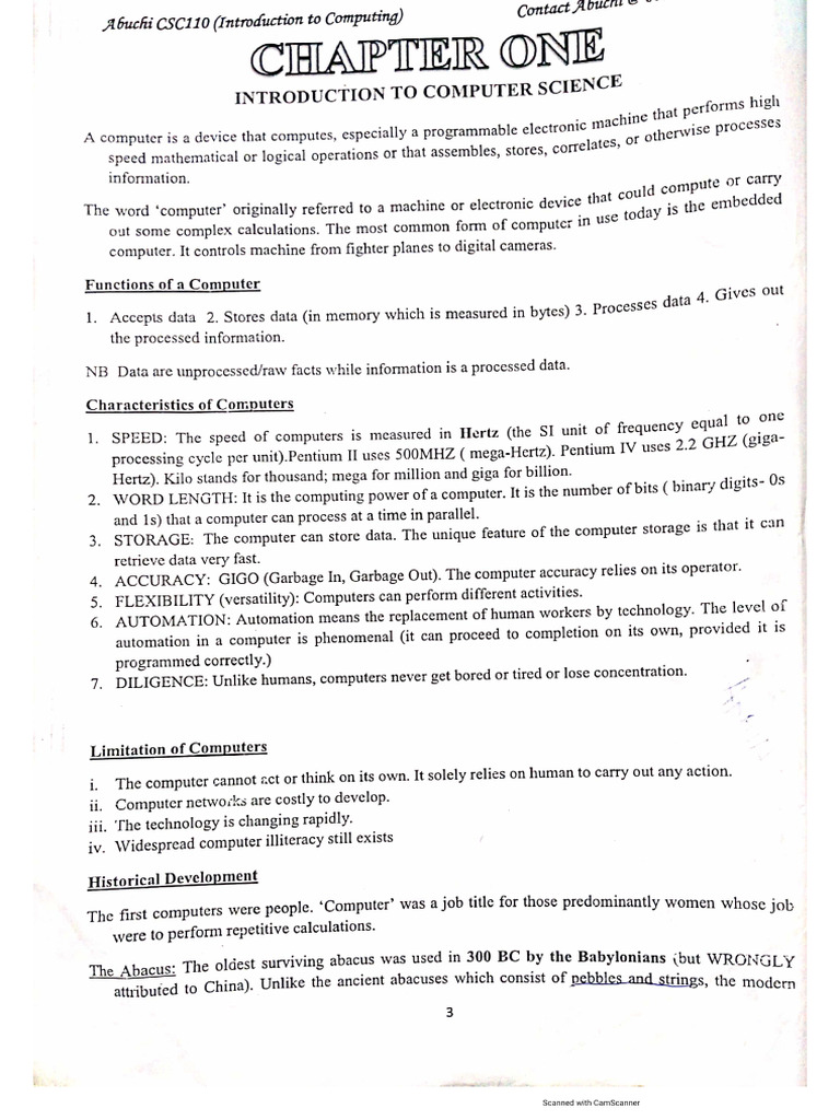 CSC 110 Summary | PDF