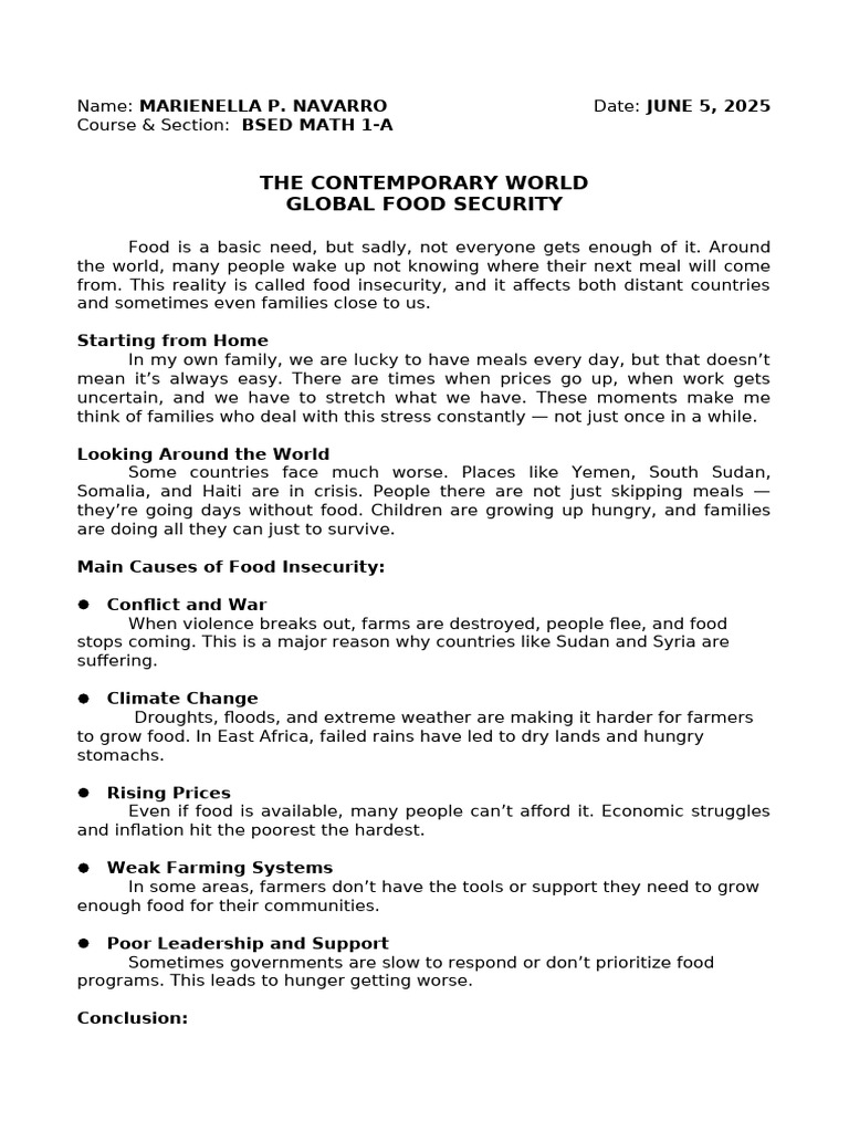 Global Food Security | PDF