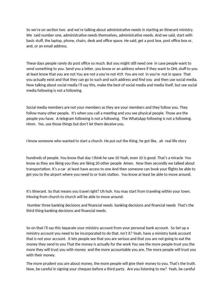 The Itinerant Ministry Session 3 | PDF | God