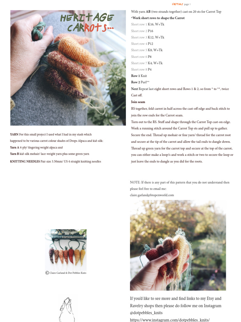 Carrots | PDF | Knitting | Yarn