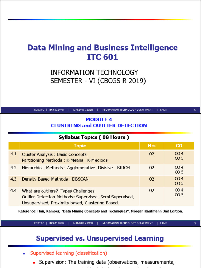 04 DMBI Module 4 Clustering and Outlier Detection | PDF | Cluster Analysis | Outlier