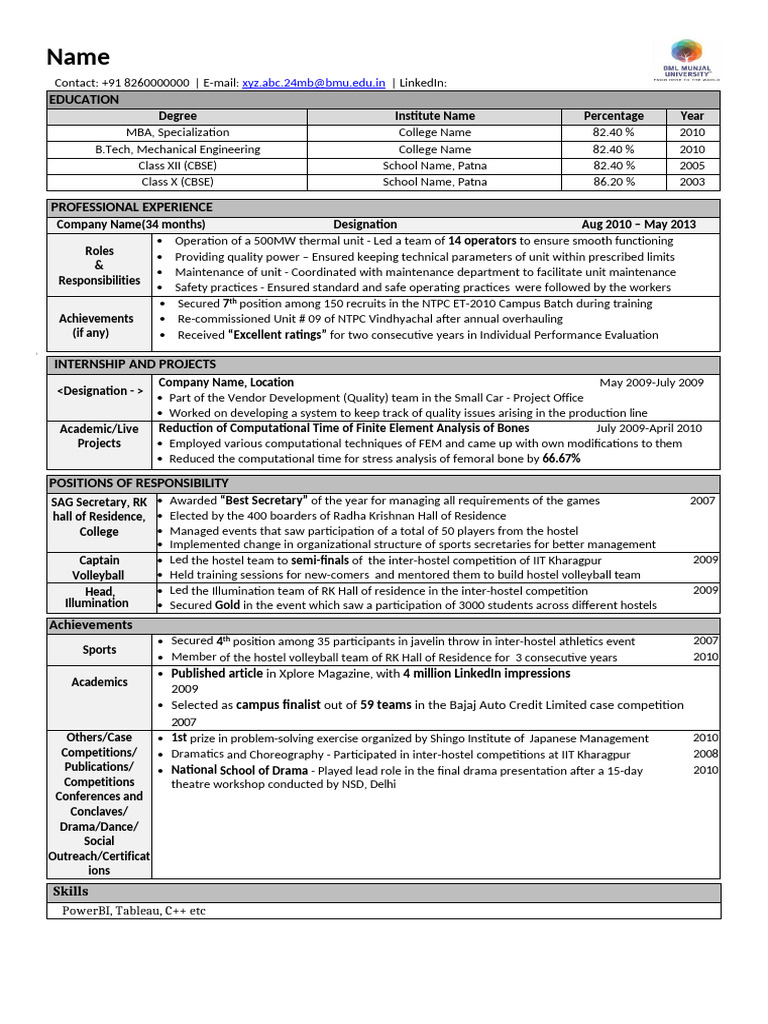 Final Resume Format (Work Ex) | PDF | Finite Element Method