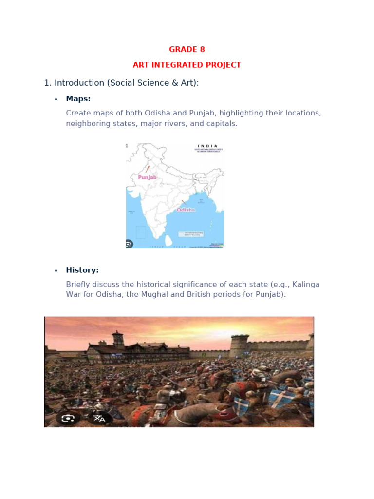 Art Integrated Project: Odisha & Punjab | PDF
