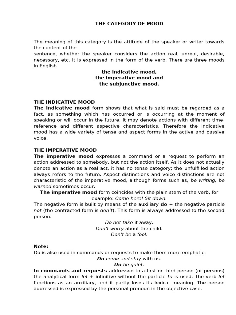 Understanding English Verb Moods | PDF | Grammatical Tense | Verb