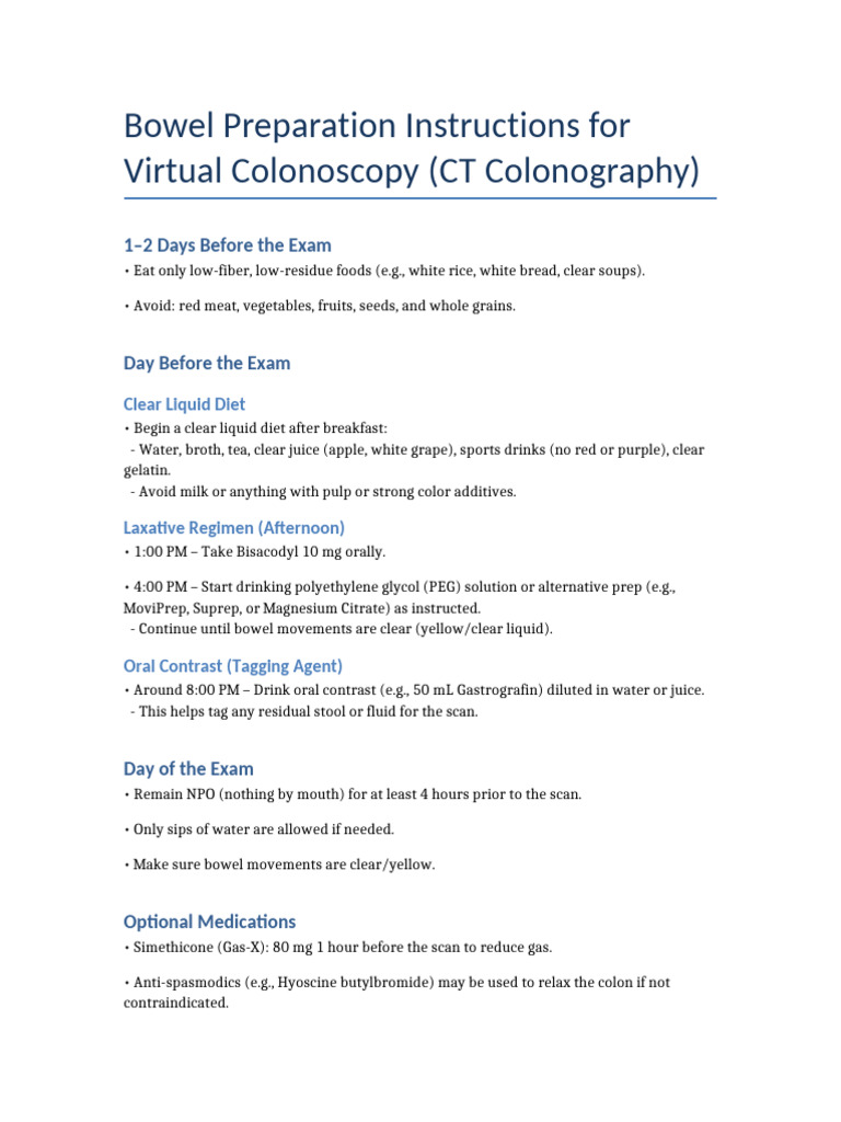 Bowel Prep Virtual Colonoscopy-1 | PDF