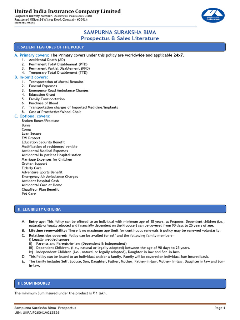 Sampoona Suraksha Prospectus | PDF | Insurance | Hospital
