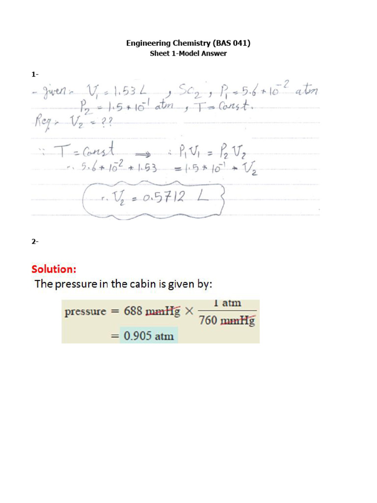 Sheet 1-Model Answer Chemistry | PDF