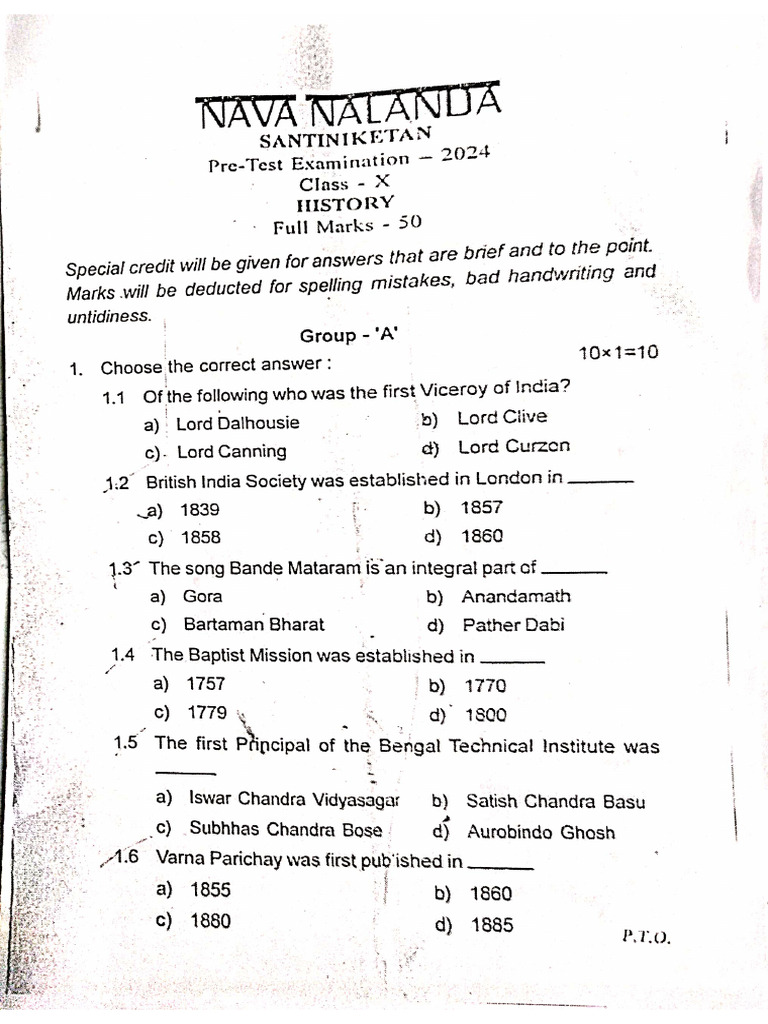 Pre Test Question Papers 2024 | PDF