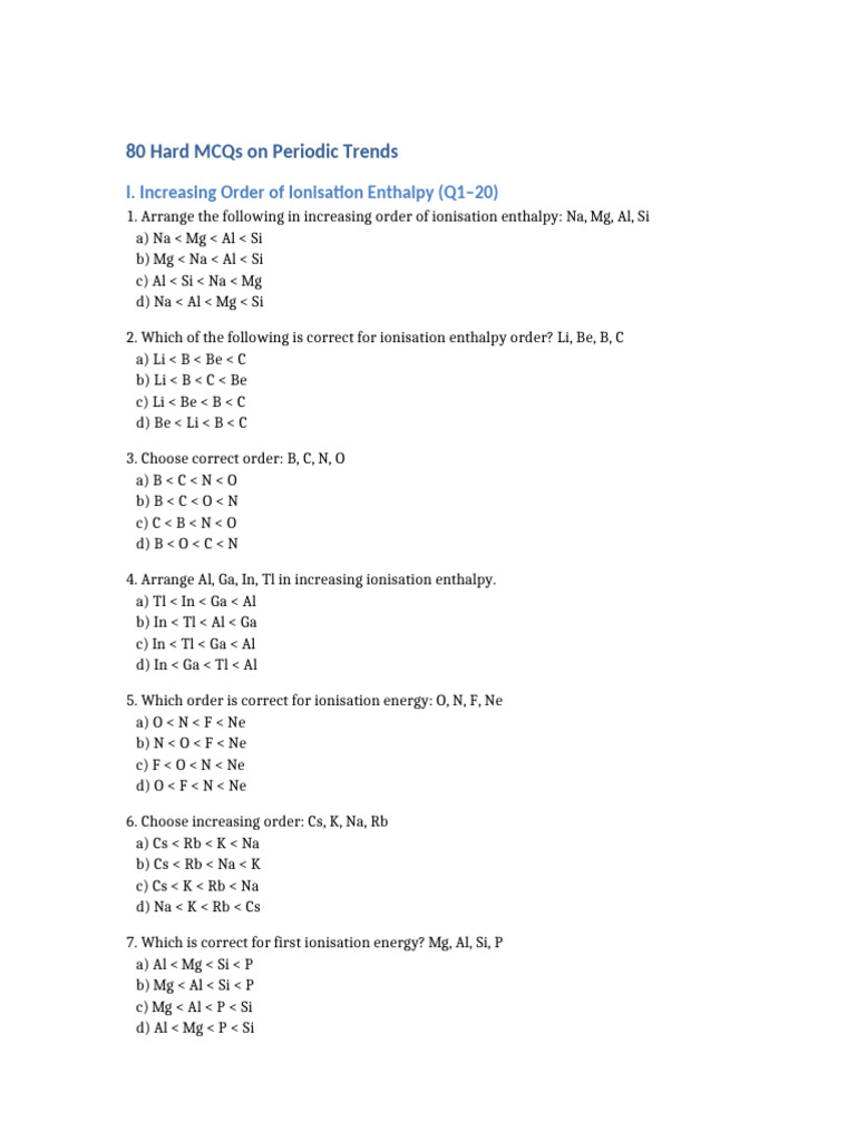 Complete_80_Hard_MCQ_Periodic_Trends | PDF