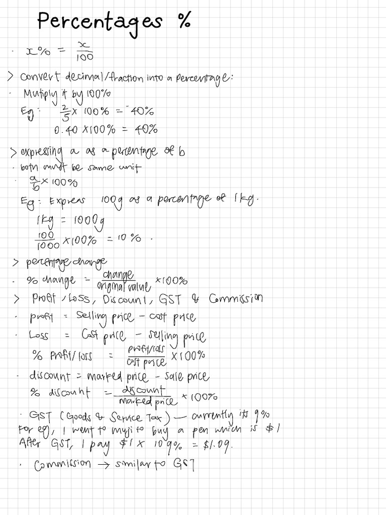 Percentage Calculations Explained | PDF | Percentage | Numbers