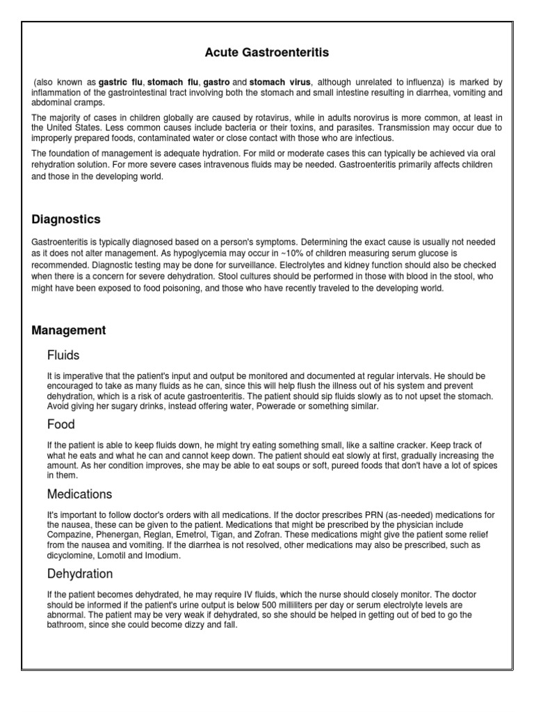 Acute Gastroenteritis Guide | PDF | Medicine | Clinical Medicine