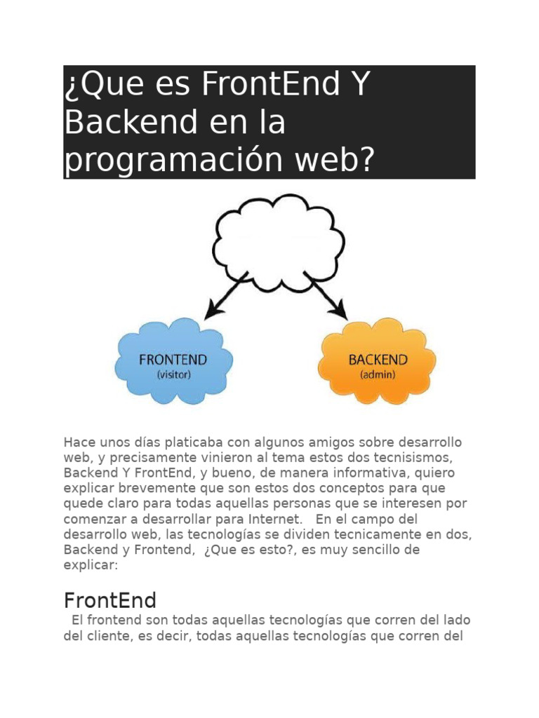 Frontend y Backend en Programación Web | PDF | Red mundial | Internet y web