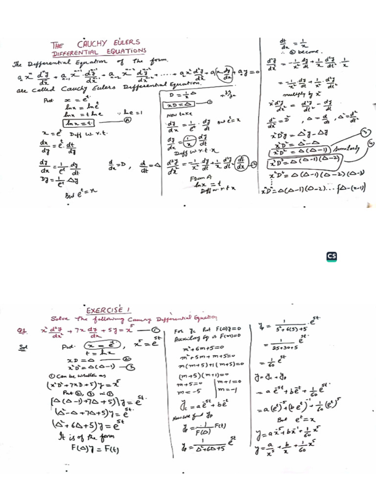 Euler or Cauchy-Euler Differential Equations | PDF