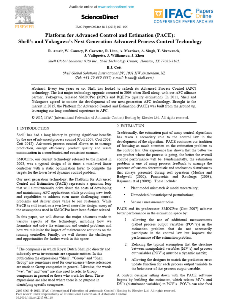 Yokogawa and Shell's PACE Technology | PDF | Applied Mathematics ...