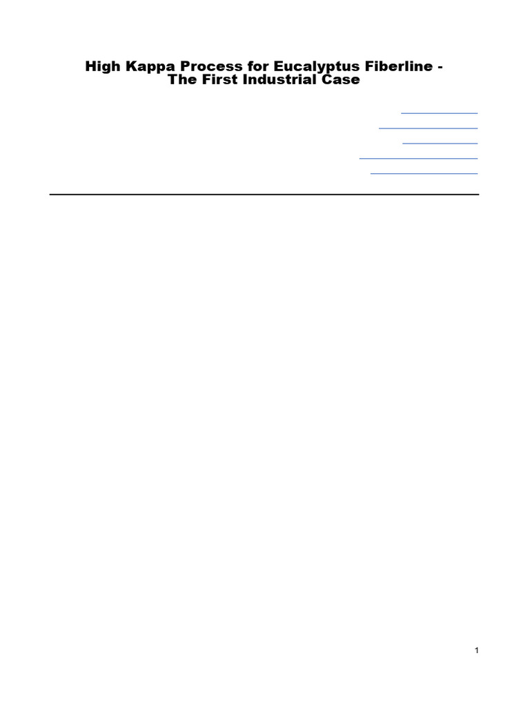 High Kappa Process for Eucalyptus Pulp | PDF | Pulp (Paper ...