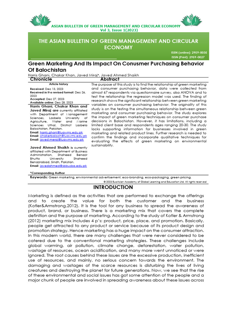 Green+Marketing Publication | PDF | Marketing | Consumer Behaviour