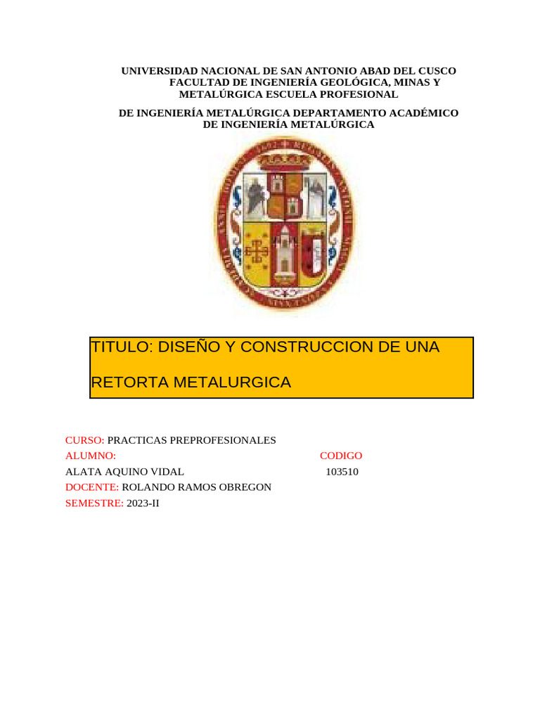 Diseño y Construcción de Retorta Metalúrgica | PDF | Metalurgia ...