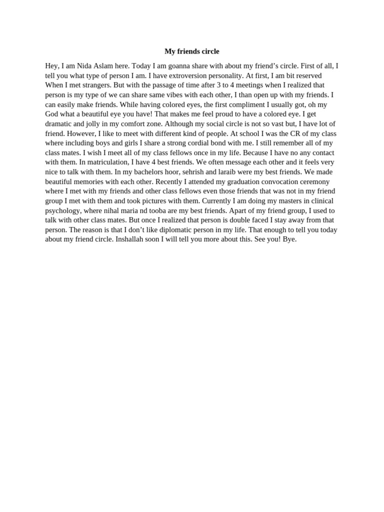 My Friends Circle | PDF