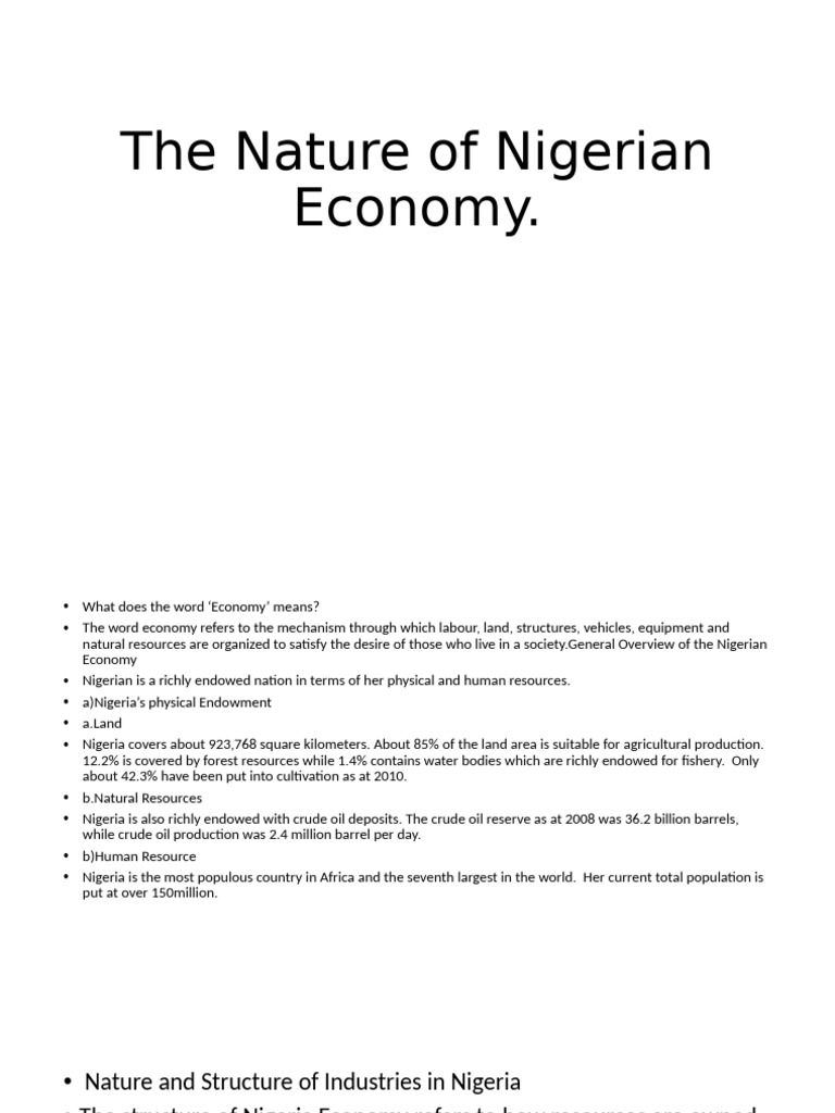 Overview of the Nigerian Economy | PDF | Agriculture | Crops