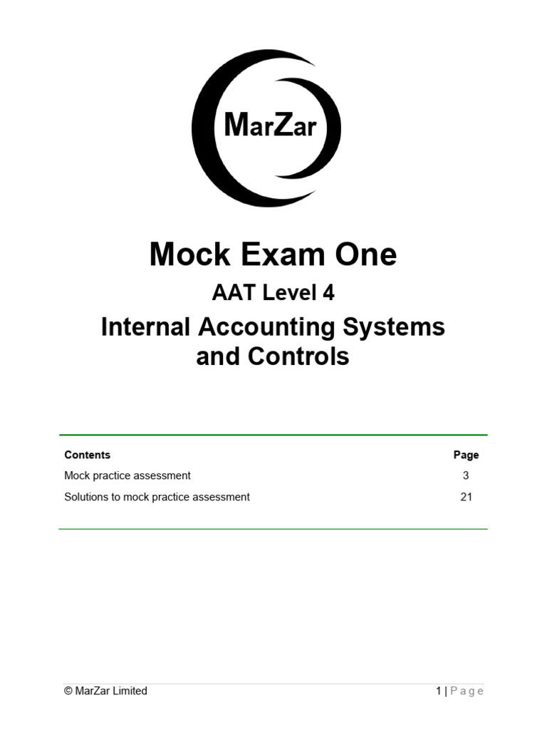 AAT Level 4 Mock Exam: Accounting Controls | PDF | Internal Control ...