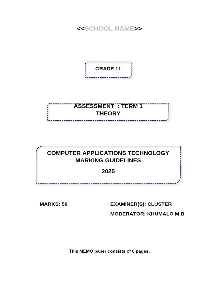 Grade 11 CAT Term 1 Marking Guide | PDF | Process (Computing ...