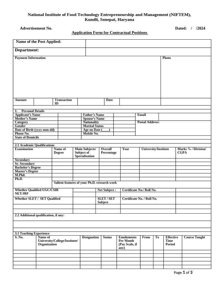 Application for Assistant Professor Role | PDF
