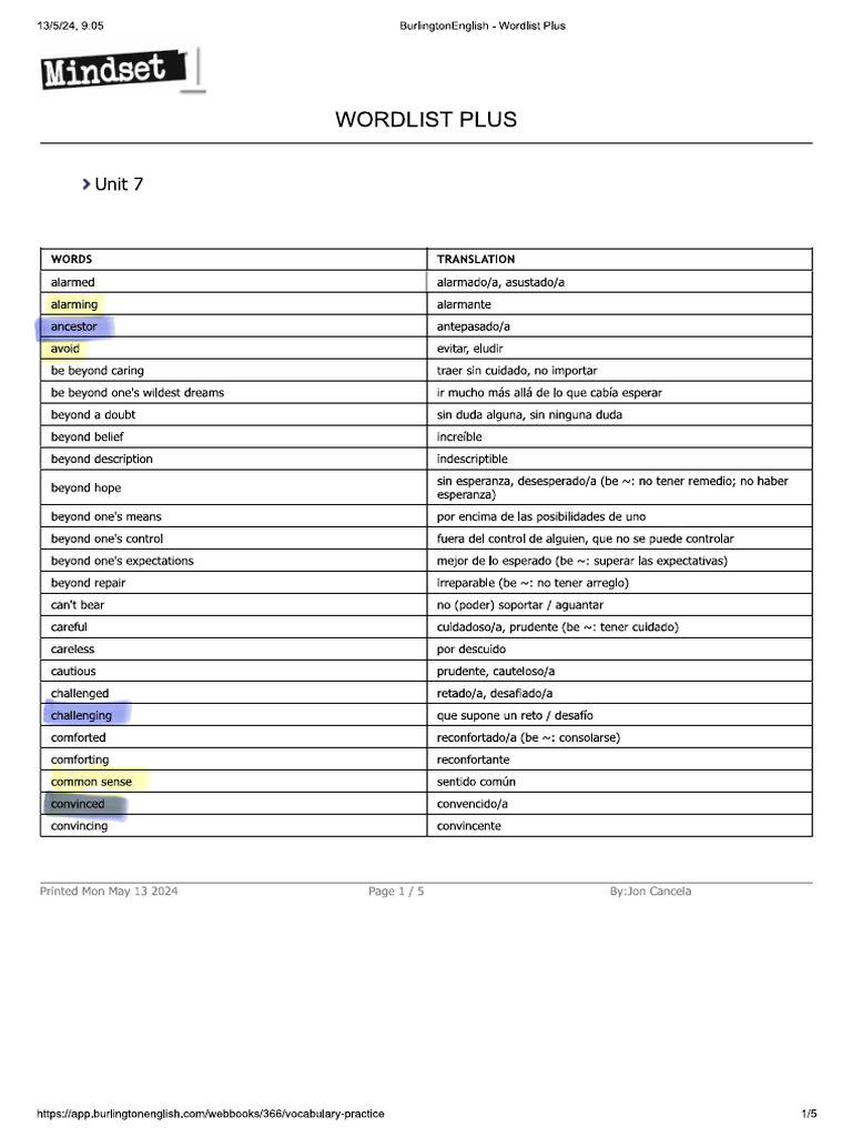Vocabulary 7 | PDF