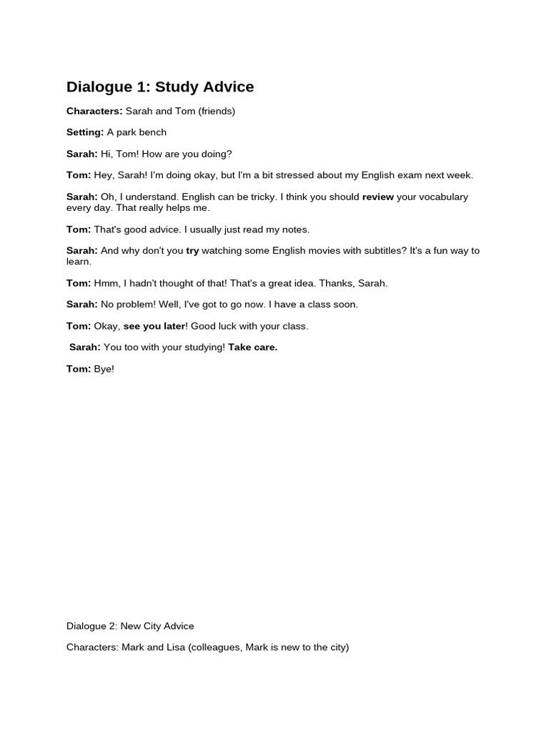Dialogues - Greetings, Advising and Taking Leave | PDF
