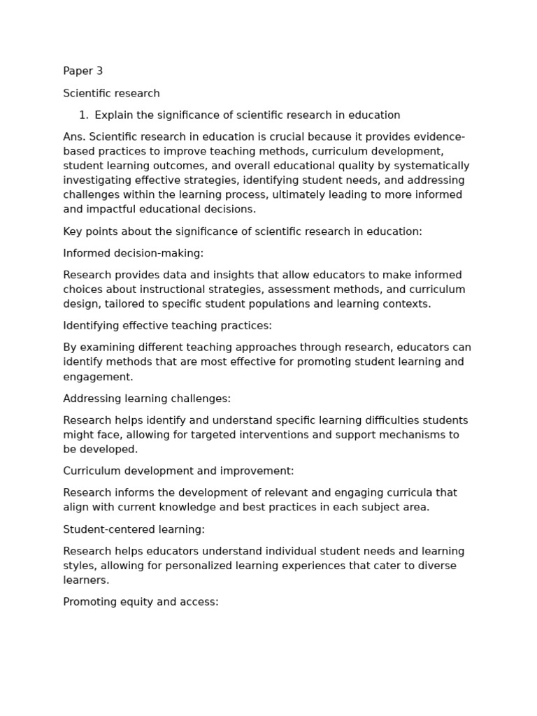 Paper 3 Educational Research | PDF | Sampling (Statistics) | Learning