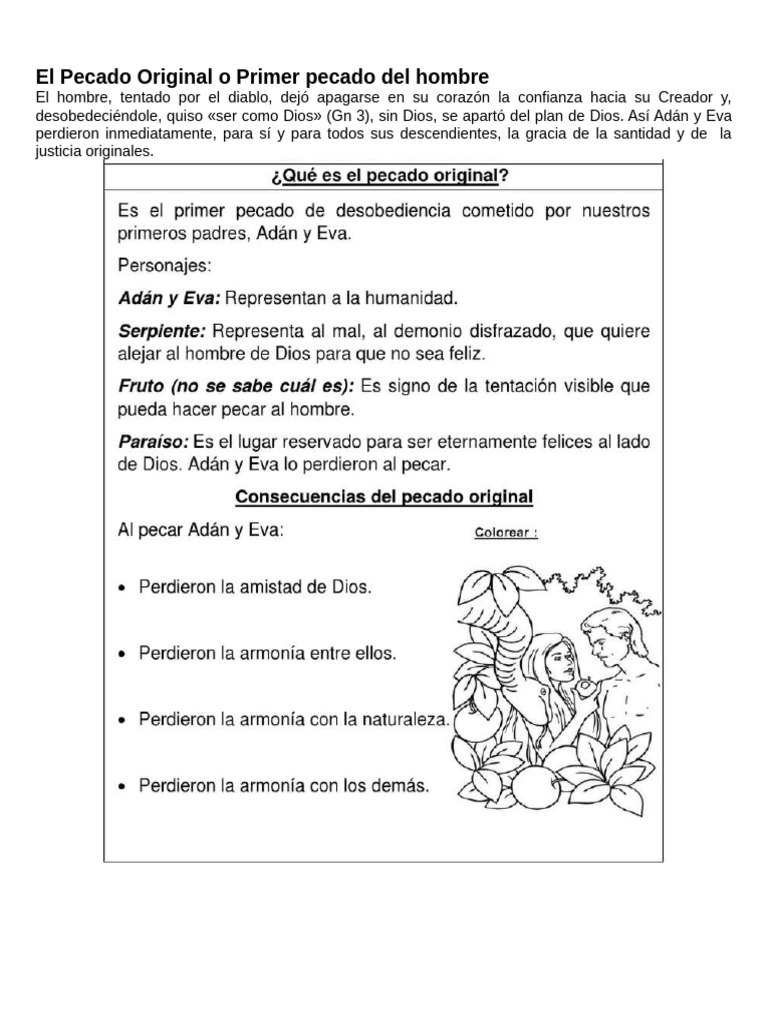 El Pecado Original o Primer Pecado Del Hombre | PDF