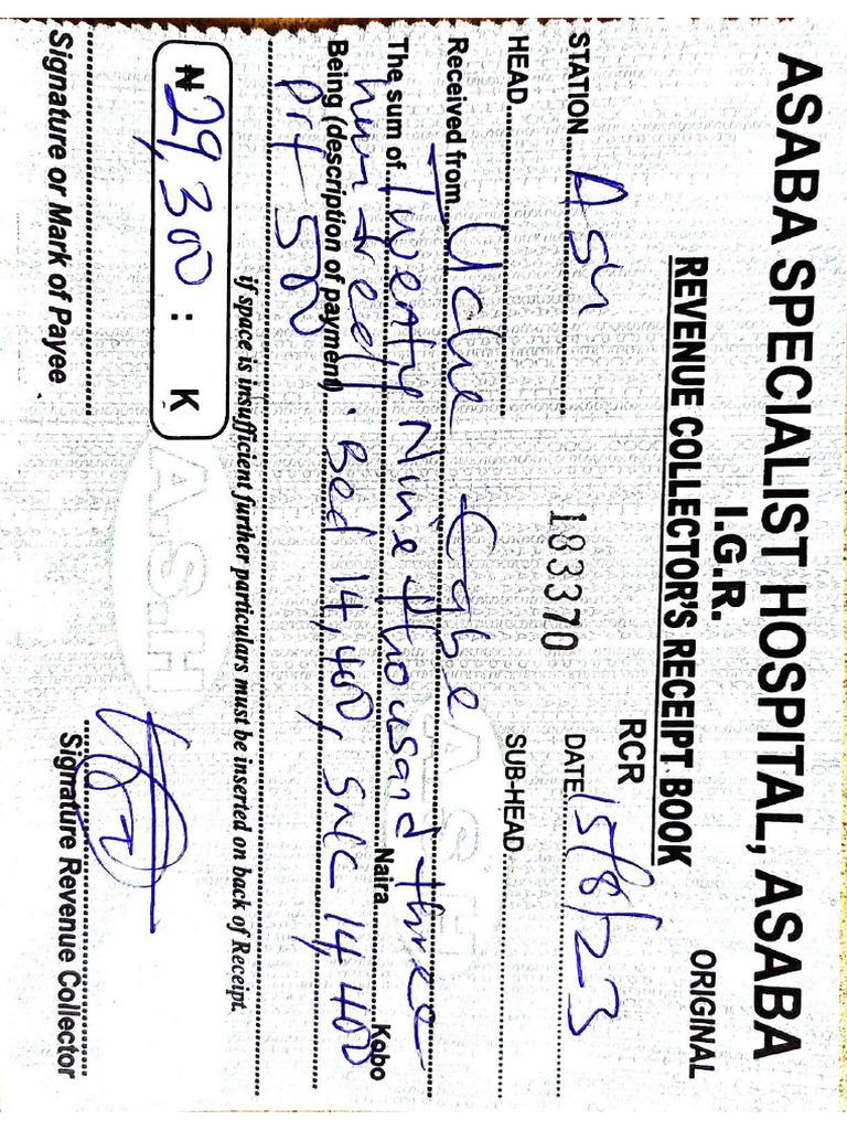 Discharge Amount Receipt - ASH Patient | PDF