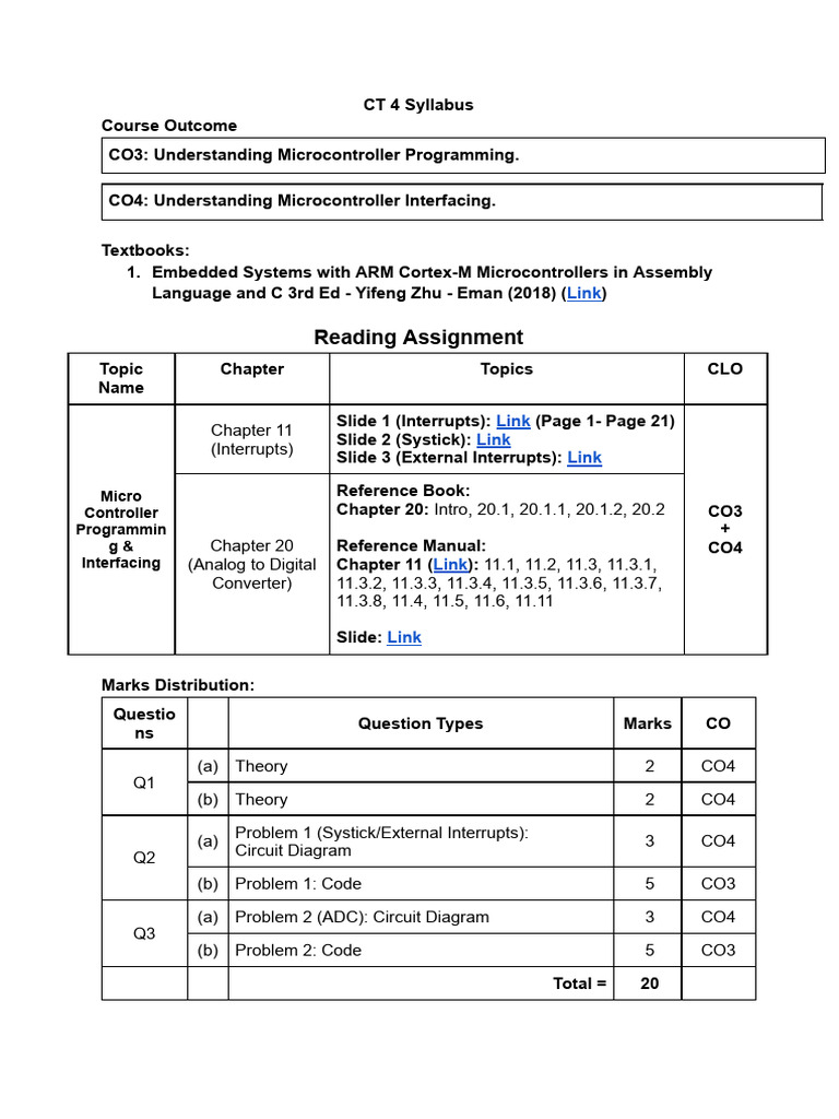 CT Syllabus of CSE 3105 (21 Series) | PDF | Microcontroller | Digital Electronics