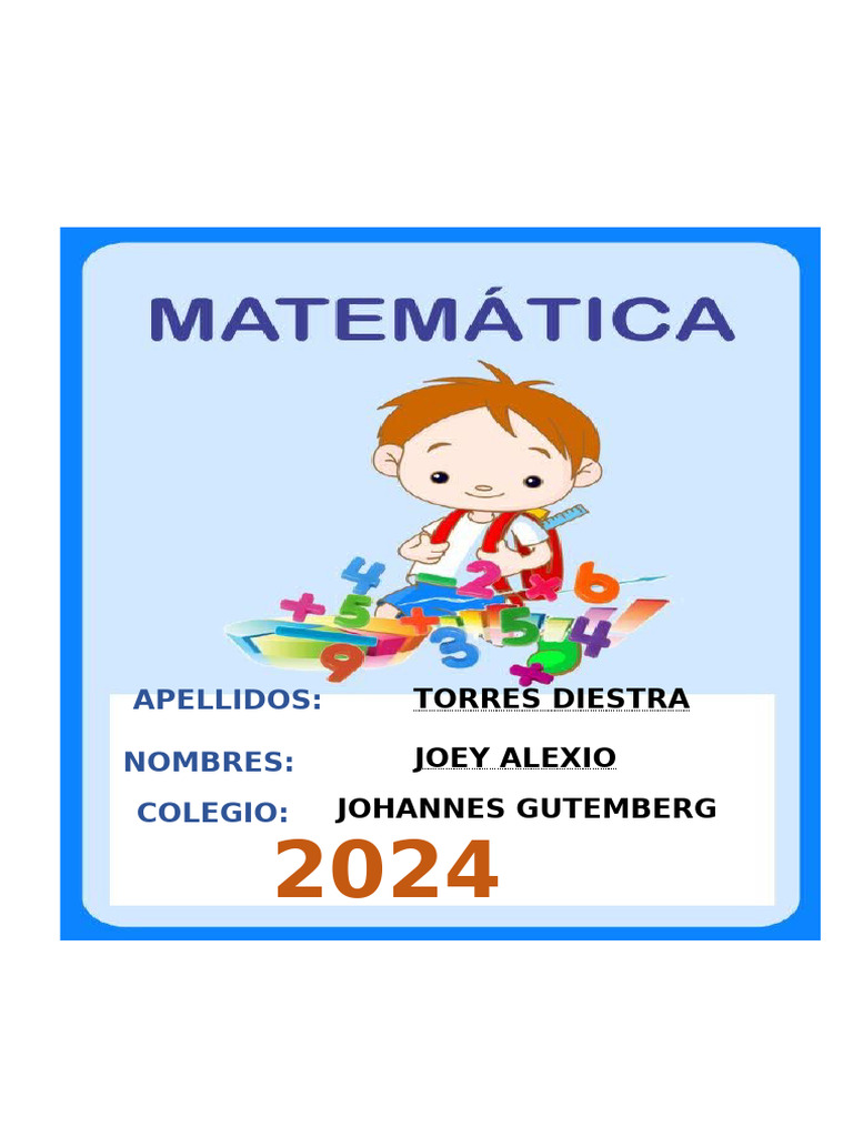 Caratula de Matemáticas en Word | PDF