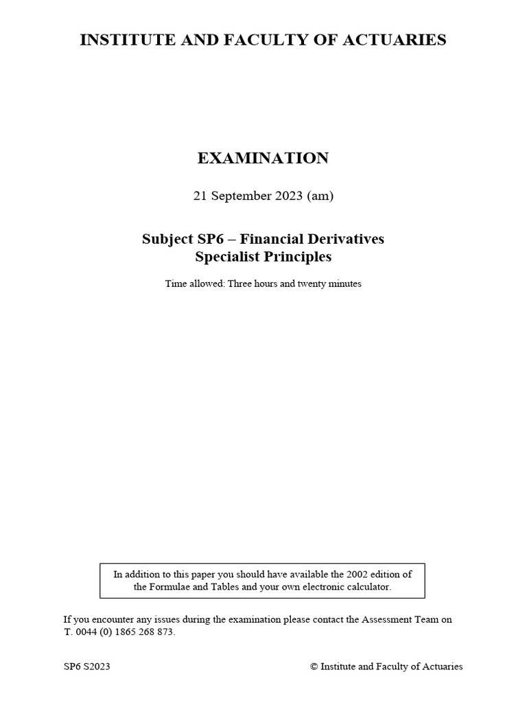 SP6 Financial Derivatives Exam Guide | PDF | Swap (Finance) | Black ...