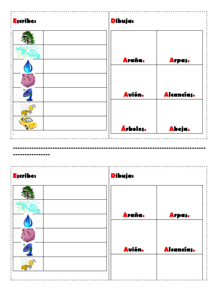1esp. 1.4.palabras A Escribe-Dibuja | PDF