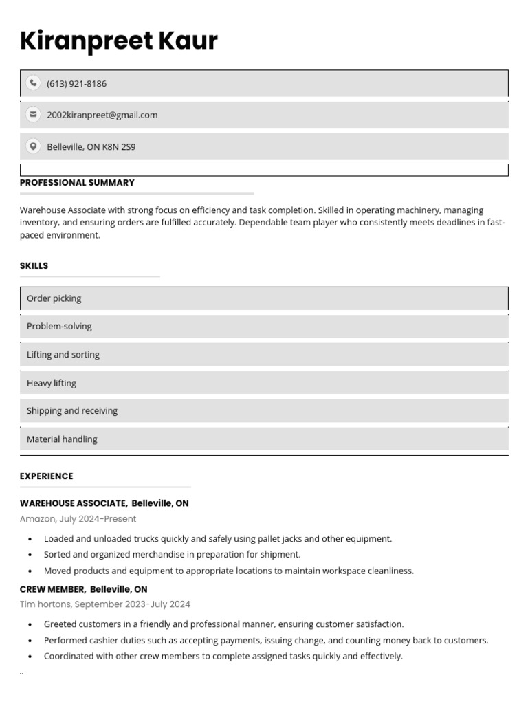 Kiranpreet Kaur Resume | PDF