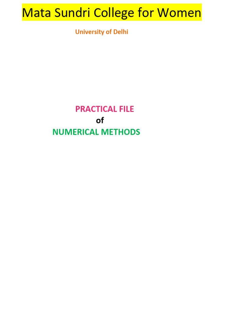 Numerical Methods_ All Practicals | PDF | Numerical Analysis | Theoretical Computer Science