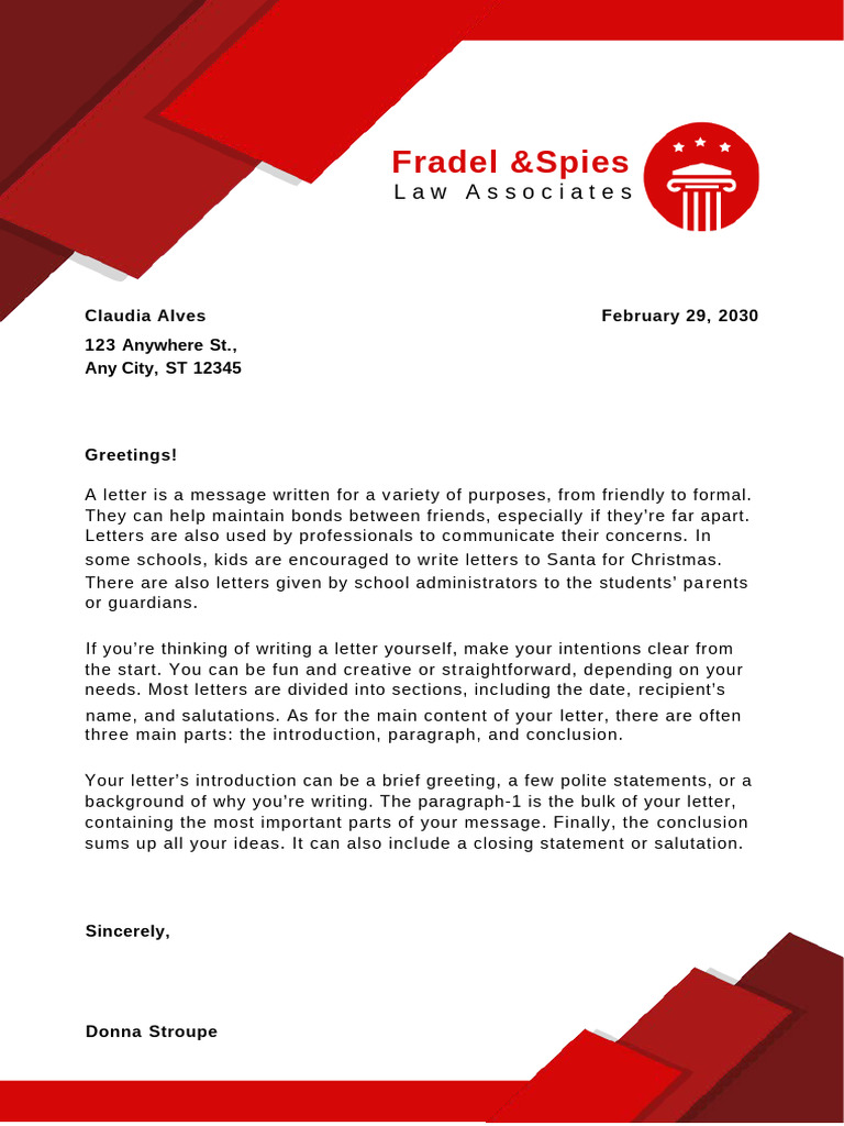 Red and Dark Red Dynamic Professional Law Firm Letterhead | PDF