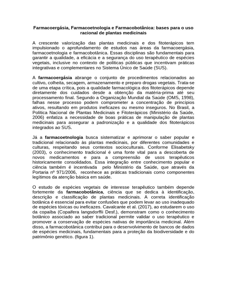 Farmacoergásia Farmacoetnologia e Farmacobotânica Bases para o Uso ...