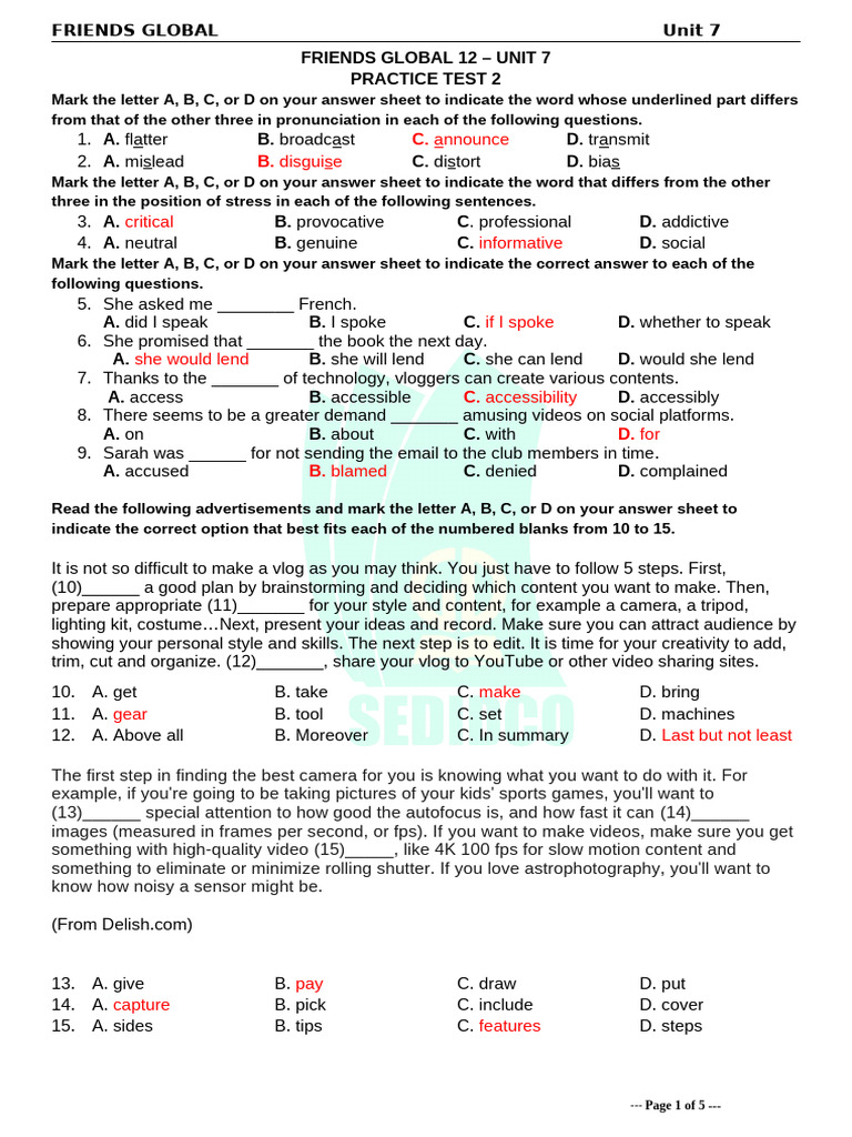 Fg12 Unit 7 Practice Test 2 Key Pdf Cyberbullying News