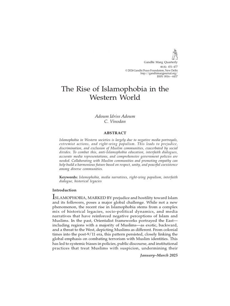 The Rise of Islamophobia in The Western World | PDF | Islamophobia | Discrimination & Race Relations