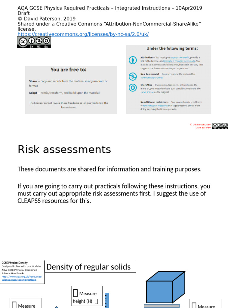 AQA Physics Required Practicals Integrated Instructions David Paterson 10apr2019 DRAFT 1 | PDF ...