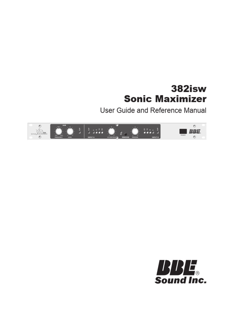 BBE 382isw Sonic Maximizer Manual | PDF | Loudspeaker | Amplifier